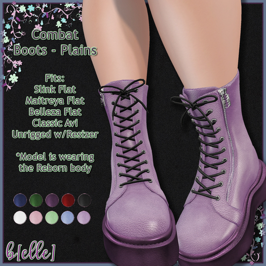 Second Life Marketplace - D_b[ELLE] Combat Boots Plains